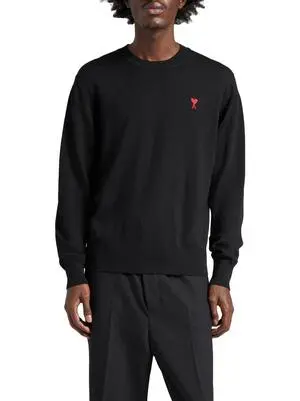 Ami De Coeur Wool Crewneck Sweater - Black