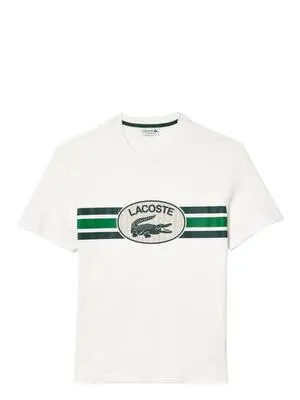 Lacoste Chest Stripe Graphic T-shirt - Farine