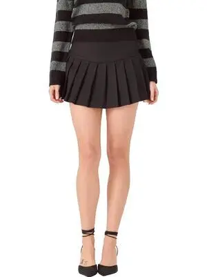 English Factory Pleated Mini Skort - Black