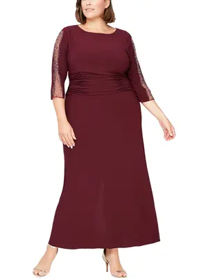 SL FASHIONS SL FASHIONS Embellished Sleeve Ruched Gown Fig