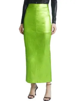 NIKKI LUND Iggy Metallic Maxi Skirt - Green