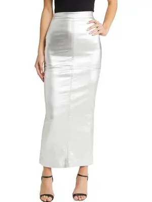 NIKKI LUND Iggy Metallic Maxi Skirt - Silver