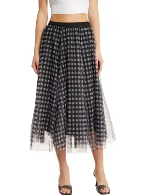 NIKKI LUND Peggy Check Mesh Skirt