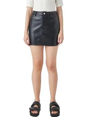 GREY LAB Faux Leather Mini Skirt - Black