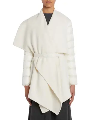 Moncler Puffer Sleeve Fleece Cape Jacket - White