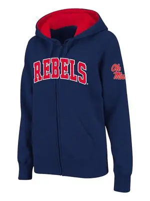 COLOSSEUM Stadium Athletic Ole Miss Rebels Arched Name Full-zip Hoodie - Navy