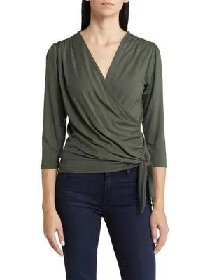 LOVEAPPELLA Loveappella Faux-Wrap Knit Top