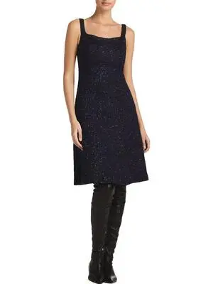 St. John Sequin Leopard Jacquard A-line Dress - Purple