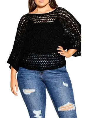 CITY CHIC City Chic Pointelle Knit Pullover