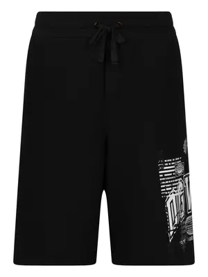 Dolce & Gabbana Logo-print Cotton Track Shorts - Black