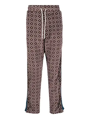 Drole De Monsieur Monogram-pattern Velvet Track Pants - Brown
