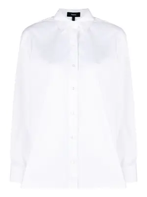 Theory Long-sleeve Cotton-blend Shirt - White