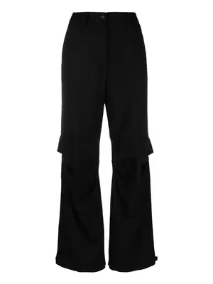 P.a.r.o.s.h Wool Flared Cargo Trousers - Black