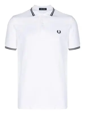 Fred Perry Logo-embroidered Cotton Polo Shirt - White