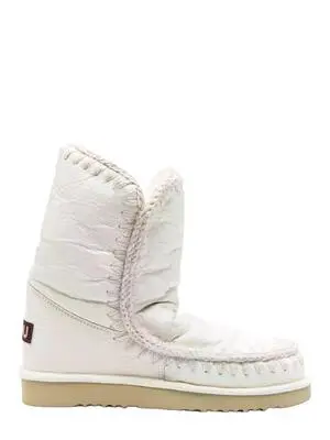 Mou Eskimo 18 Crochet-trim Metallic-leather Boots - White