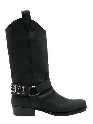 Philipp Plein Logo-lettering Leather Boots - Black