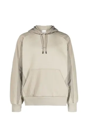 REEBOK Logo-embroidered Cotton Hoodie - Neutrals