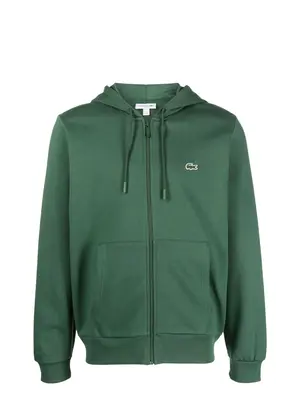 Lacoste Logo-embroidered Zip-up Hoodie - Green