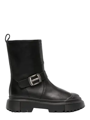 Hogan Logo-buckle 40mm Ankle Boots - Black