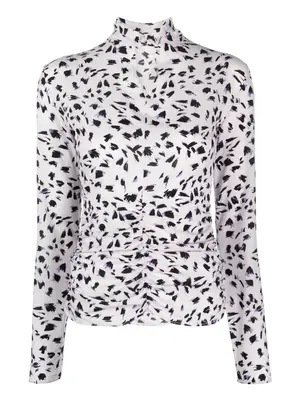 Patrizia Pepe Abstract-print Long-sleeve T-shirt - Black