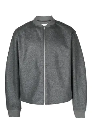 JIL SANDER Zip-up Wool Bomber Jacket - Grey