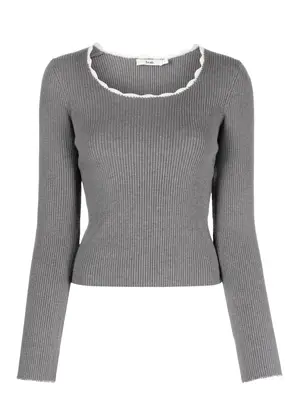 B+AB Scallop-collar Ribbed Jumper - Grey