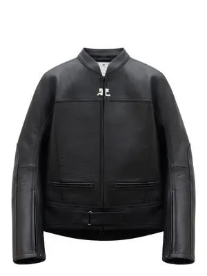 COURREGES Scuba Leather Bomber Jacket - Black