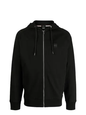 BOSS Logo-patch Drawstring Hoodie - Black