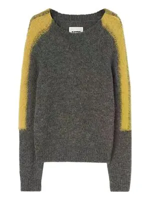 JIL SANDER Colour-block Round-neck Jumper - Grey