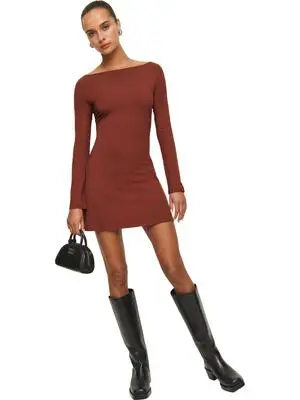 REFORMATION Jaelynn Knit Mini Dress Fig Jam