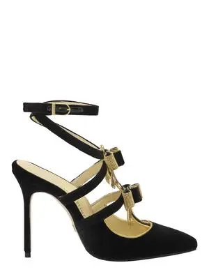 Sarah Flint Perfect Marta 100 Heels Black Velvet & Gold Chain