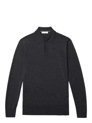 Mr P. Merino Wool Polo Shirt - Gray