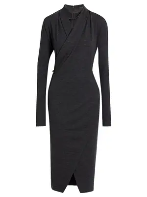 BRUNELLO CUCINELLI Brunello Cucinelli Wrap-Effect Wool-Blend Jersey Dress