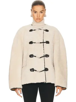 TOTEME Teddy Shearling Clasp Jacket - Off White