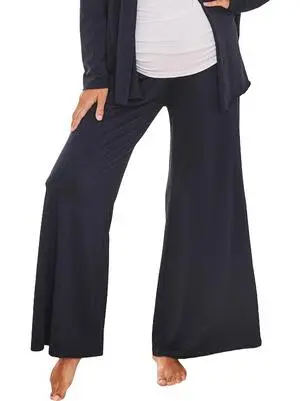 ANGEL MATERNITY Angel Maternity Debra Wide Leg Maternity Pants Navy