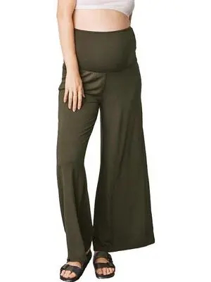 ANGEL MATERNITY Angel Maternity Debra Wide Leg Maternity Pants Olive