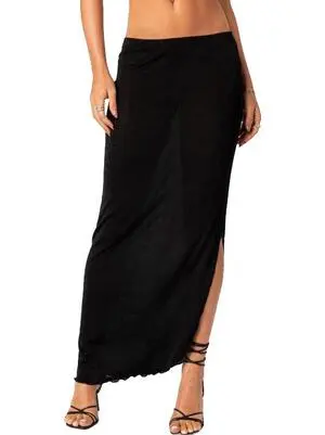 EDIKTED Milan Slit Maxi Skirt - Black