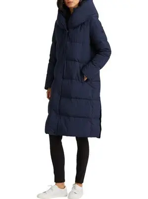 Ralph Lauren Pillow Hood Longline Puffer Jacket - Navy