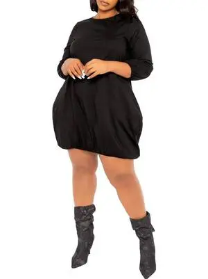 BUXOM COUTURE BUXOM COUTURE Bubble Hem Poplin Dress Black