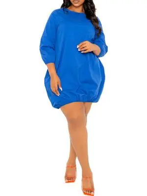 BUXOM COUTURE Bubble Hem Poplin Dress - Royal Blue