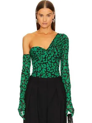 MICHAEL COSTELLO X Nobu Bodysuit - Green Black Leopard