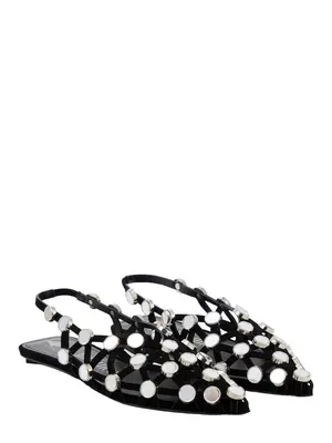 Attico Embellished Suede Ballet Flats - Black