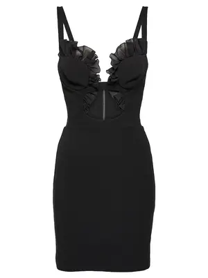 NENSI DOJAKA Ruffled Cutout Minidress - Black