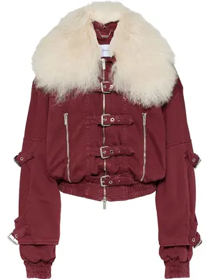 BLUMARINE Blumarine Cropped Shearling-Trimmed Denim Jacket