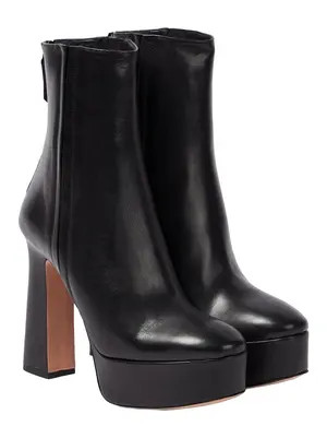 AQUAZZURA Groove Leather Platform Ankle Boots - Black