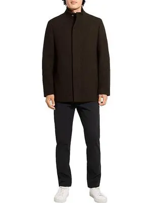 Theory Clarence Wool Melton Coat - Brownwood Melange