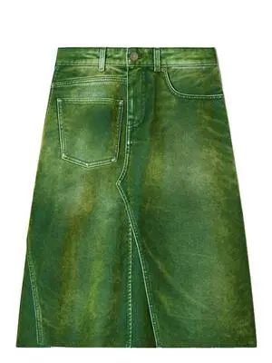 Tory Burch Deconstructed Denim A-line Skirt - Soft Emerald