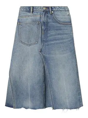Tory Burch Deconstructed Denim A-line Skirt - Worn Vintage Wash