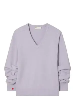 Tory Burch Wool V-neck Sweater - Lavender Dusk