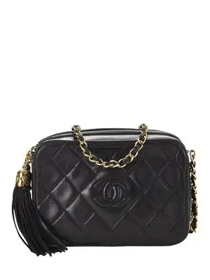Chanel Lambskin Diamond Quilted Cc Camera Bag - Black